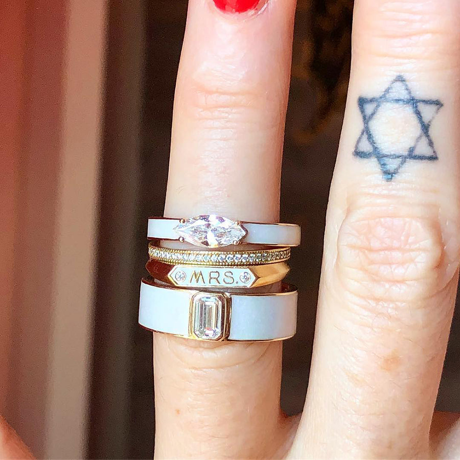 Cate Ring in White Enamel - Nora Kogan